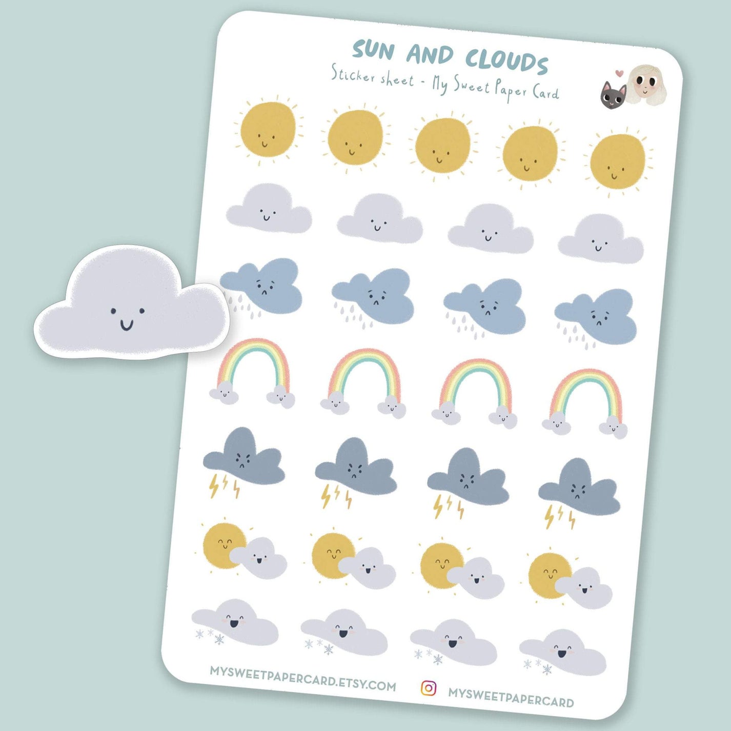 Cloud stickers - Weather stickers - Meteo planner stickers – My Sweet ...