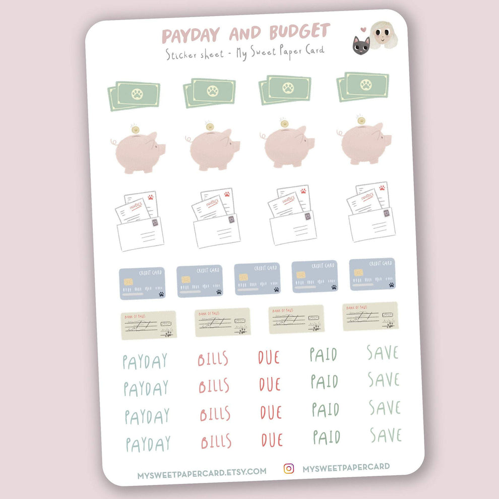 Budget stickers - Payday stickers - Cat planner stickers – My Sweet ...