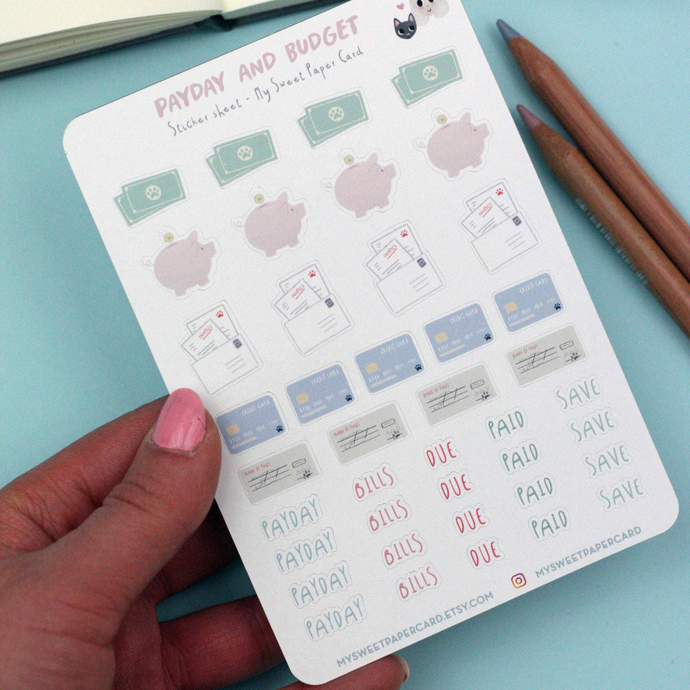Budget stickers - Payday stickers - Cat planner stickers – My Sweet ...