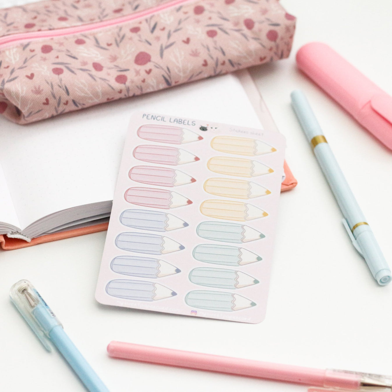 Pastel pencil stickers - Name labels for school supplies - Back to sch ...