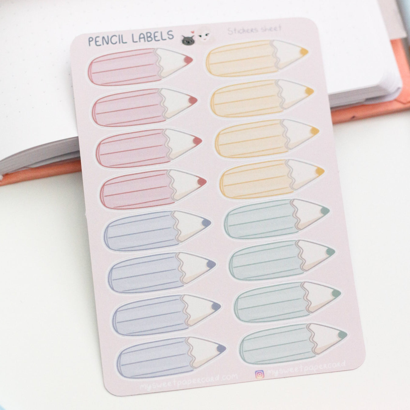 Pastel pencil stickers - Name labels for school supplies - Back to sch ...